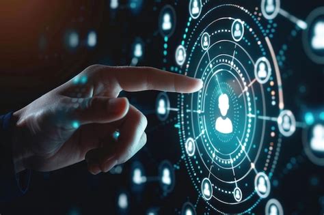 Premium Photo Abstract Representation Of Digital Connectivity With A Hand Pointing At A