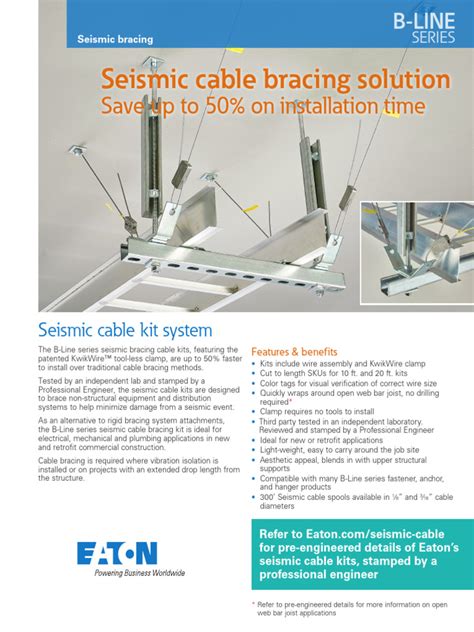 Seismic Cable Bracing Solution Broch Br309002en Pdf Wire