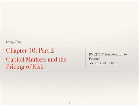 Chapter 10 Part 2 Course Notes Lesley Tims Chapter 10 Part 2