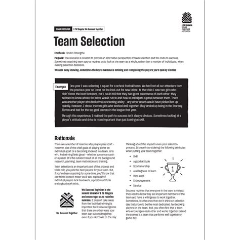 Team Selection Worksheet