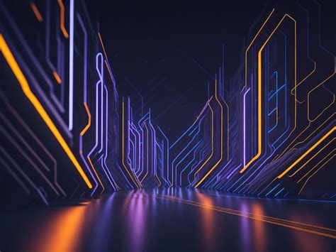 Premium Photo Futuristic Illuminated Corridor With Glowing Lines 3d