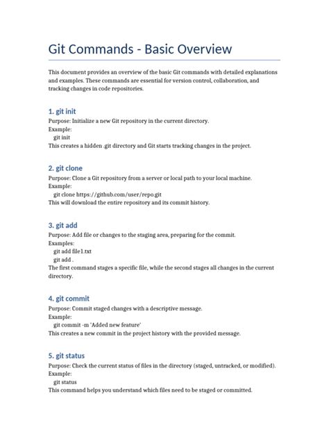 Git Basic Commands Report Pdf