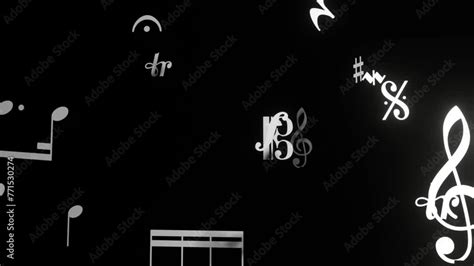 musical symbols camera fly through endless loop random musical