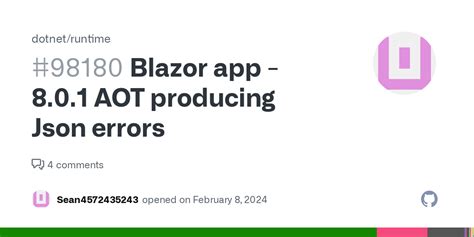 blazor app 8 0 1 aot producing json errors · issue 98180 · dotnet