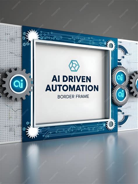 3d Ai Driven Automation Border Frame Concept As A Clean Border Frame With Gears And Digital