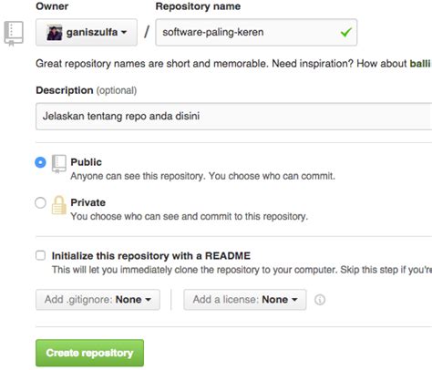 codesaya membuat repo pribadi di github git