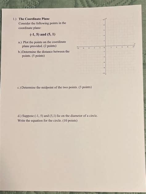 Solved The Coordinate Plane Consider The Following Chegg