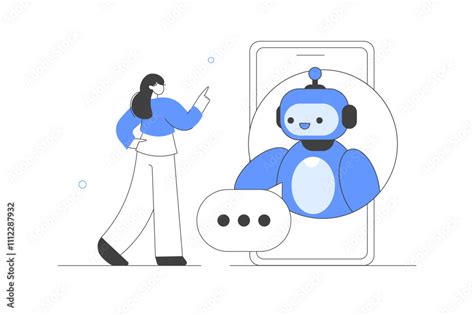 Artificial Intelligence Woman Character Communicating To Ai Chat Bot Neural Network Technology