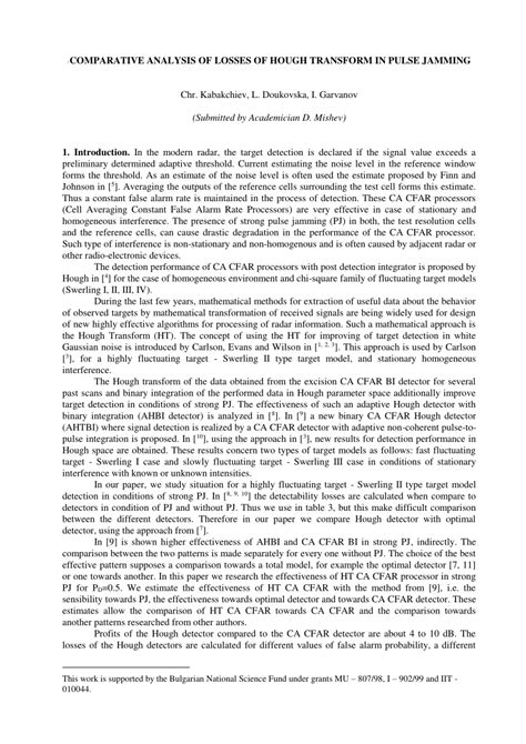 Pdf Comparative Analysis Of Losses Of Hough Transform In Pulse Jamming