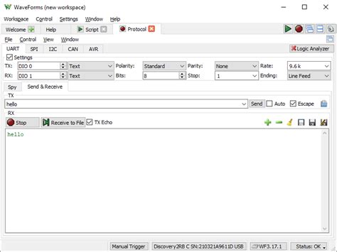 Can I Send Data Via Uart From Analog Discovery 2 Test And