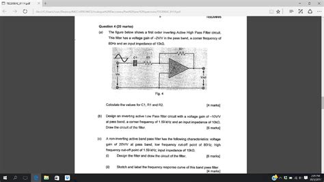 solved the figure below shows a first order inverting active