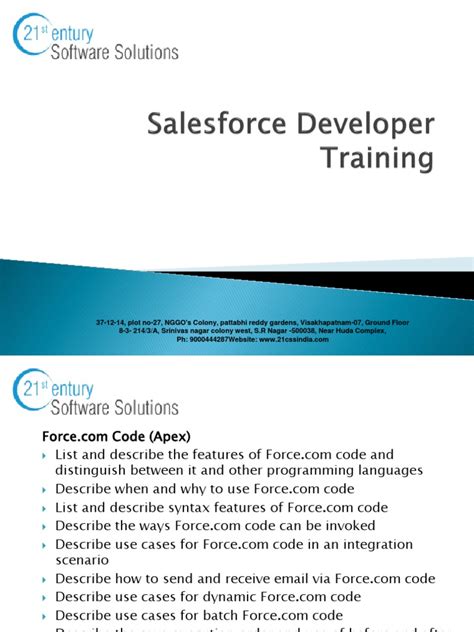 Salesforce Developer Training Pdf Salesforcecom Java Script