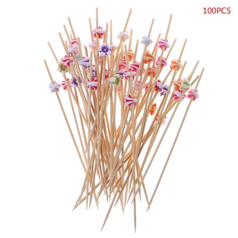 칵테일 이쑤시개 과일 과일픽 100 개 12cm 아크릴 꽃 음식 추천 디저트 뷔페 샐러드 티몬