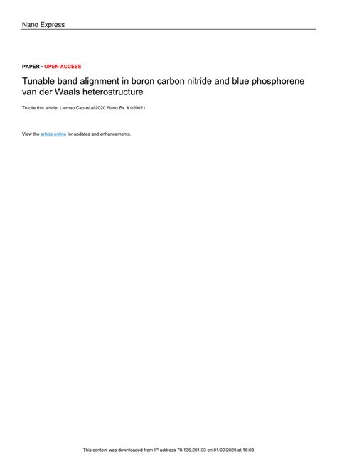 Pdf Tunable Band Alignment In Boron Carbon Nitride And Blue
