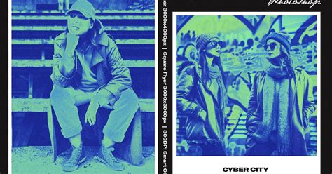 Cyber City Square And Poster Effect Layer Styles Including Brand