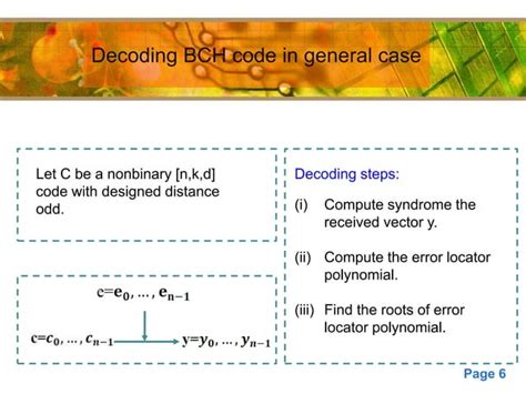 Bch Code And Decoding Bch Pptx Programming Languages Computing