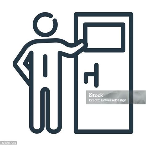 얇은 선 아이콘을 노크 노크 사람 개념 격리 된 윤곽 선개의 에서 주먹 선형 아이콘 웹 디자인 및 앱에 대한 벡터 그림 기호 요소입니다 0명에 대한 스톡 벡터 아트 및 기타