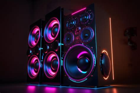 Premium Ai Image Big And Powerful Modern Sound Speakers Close Up Audio Stereo System Neural