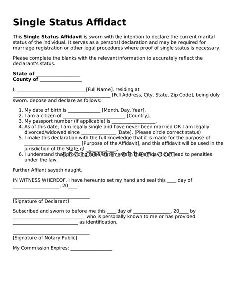 Free Single Status Affidavit Template All Affidavit Forms