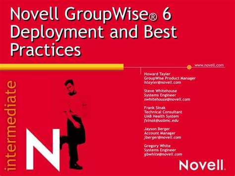 Ppt Novell Groupwise ® 6 Deployment And Best Practices Powerpoint