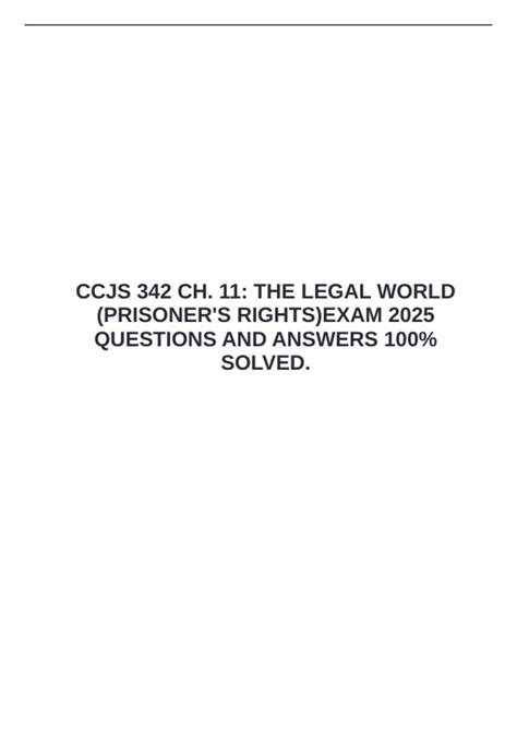 Ccjs 342 Ch 11 The Legal World Prisoners Rights Exam 2025 Questions And Answers 100 Solved