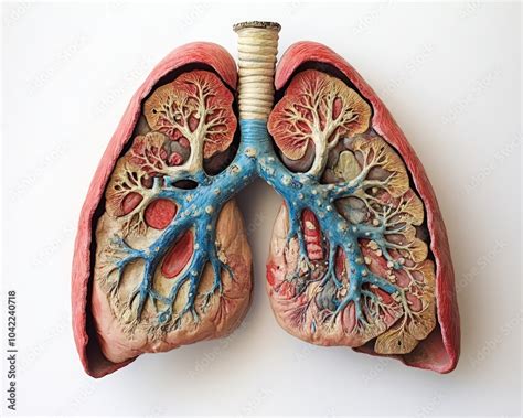 Cross Section A Human Lung With Alveoli Bronchi And Detailed Anatomy
