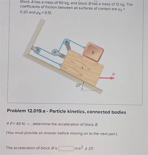 Solved Block A Has A Mass Of 60 Kg And Block B Has A Mass Chegg Com