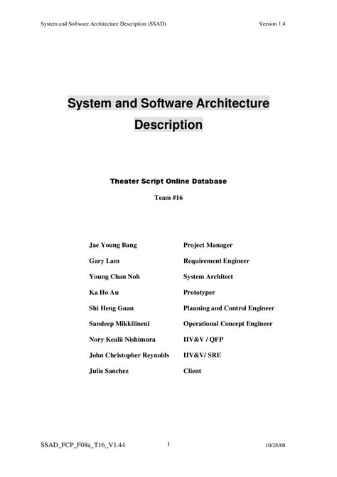 system and software architecture description ame 577 docsity