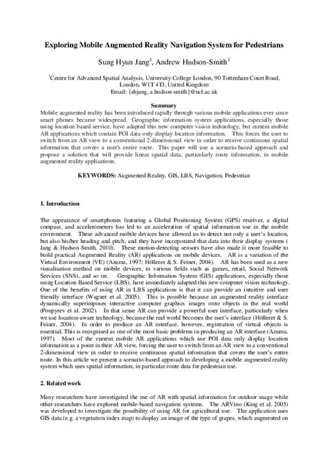 pdf exploring mobile augmented reality navigation system for pedestrians