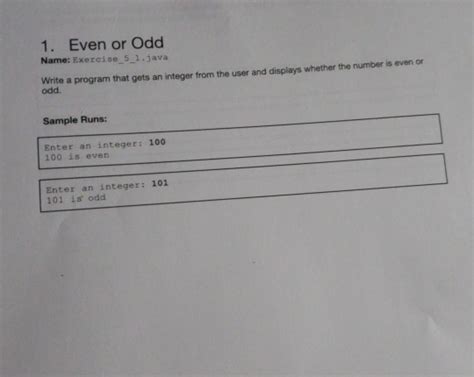 Solved Even Or Odd Name Exercise Java Write A Chegg