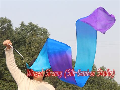 1pc 2 5m 30cm Turquoise Blue Purple Silk Dance Streamer Flowy Silk