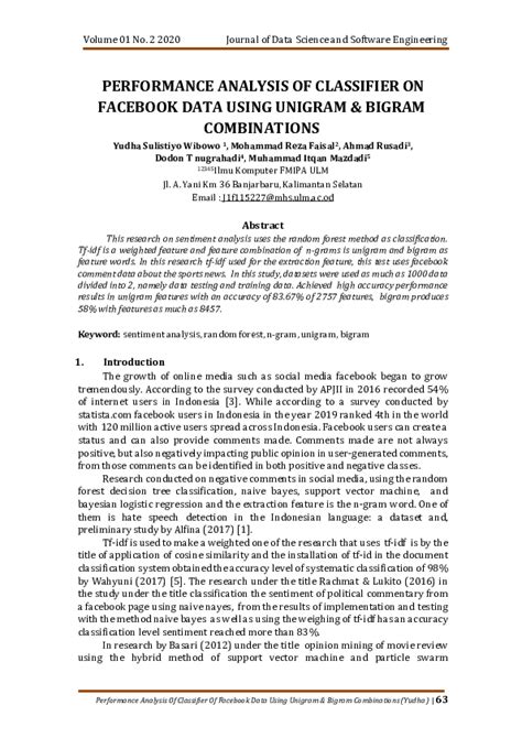 Pdf Performance Analysis Of Classifier On Facebook Data Using Unigram And Bigram Combinations
