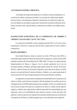 Cooperativa De Ahorro Y Crédito Alianza Del Valle Departamento Ti Docx