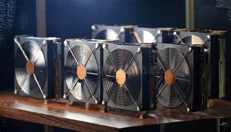 Glistening Cryptocurrency Mining Rig Showcases Advanced Stock Image Image Of Mining