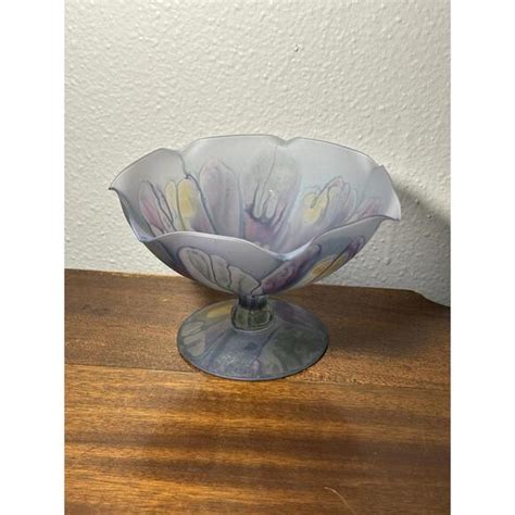 Other Vintage Hand Painted Beautiful Nouveau Art Glass By Rueven
