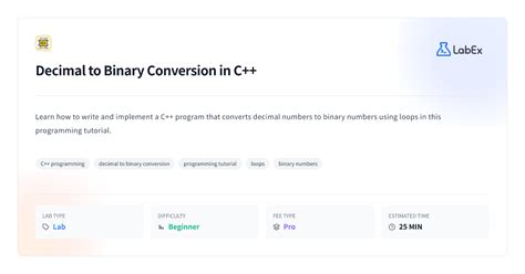 C Programming Decimal To Binary Conversion Labex