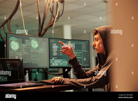 Hacker Coding Computer Virus Writing Password Cracking Script Stock