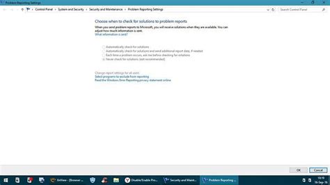 Disable Enable Problem Reporting Windows Forums