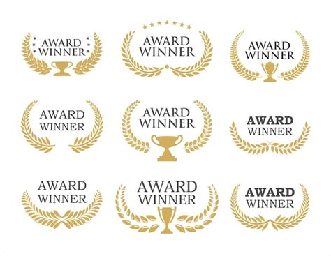 월계관 벡터 일러스트 레이 션의 수상자 엠블럼 컬렉션 프리미엄 벡터