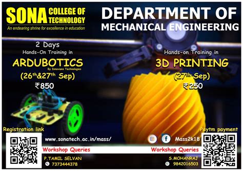 Workshop On Ardubotics And 3d Printing Sona College Of Technology
