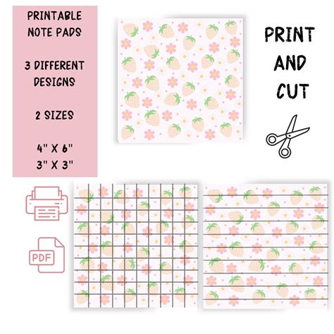 Cute Printable Memo Sheets Note Pad Digital Download Cute Printable