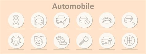 자동차 세트 아이콘입니다 위치 차고 전기 자동차 비용 범퍼 수리 스티어링 휠 보험 함대 키 보안 전송 가격에 대한 스톡 벡터 아트 및 기타 이미지 Istock