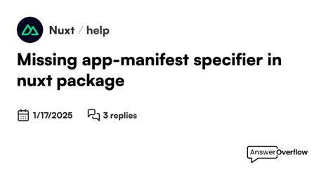 Missing “app Manifest” Specifier In “nuxt” Package Nuxt
