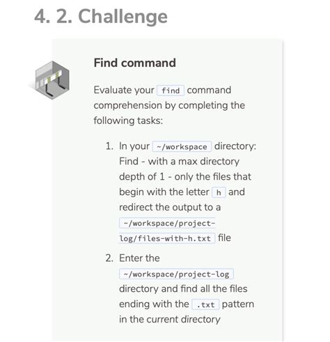 Solved 4 2 Challenge Find Command Evaluate Your Find Chegg Com