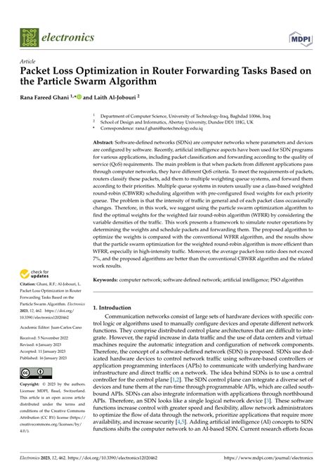 Pdf Packet Loss Optimization In Router Forwarding Tasks Based On The Particle Swarm Algorithm