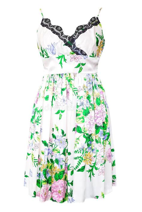 White Dress With A Floral Pattern Isolated On White Stock Image Image