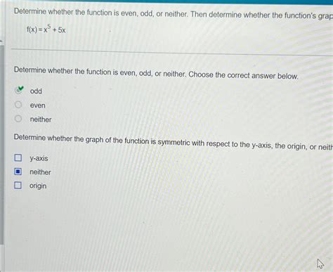 Solved Determine Whether The Function Is Even Odd Or