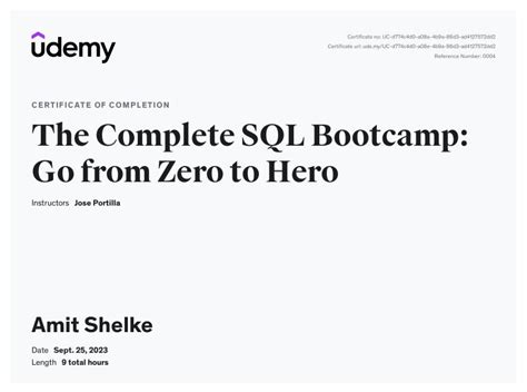 Amit Shelke On Linkedin Sql Certification Udemy