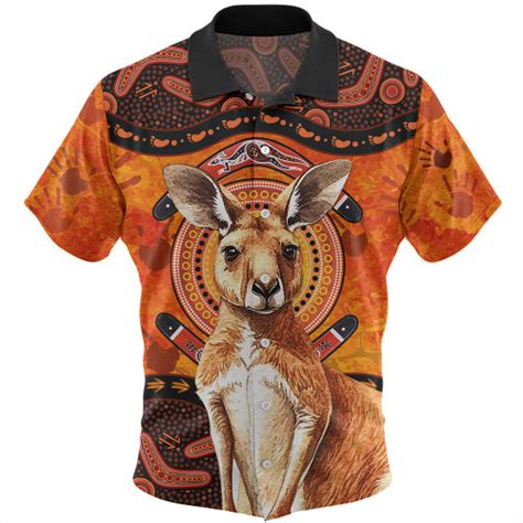 Indigenous Australian Aboriginal Polo Shirt Kangaroo Spirit Dreaming