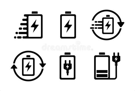 Battery Icon Set Quick Charge Battery Charge Level Battery Charging Icon Vector Symbol